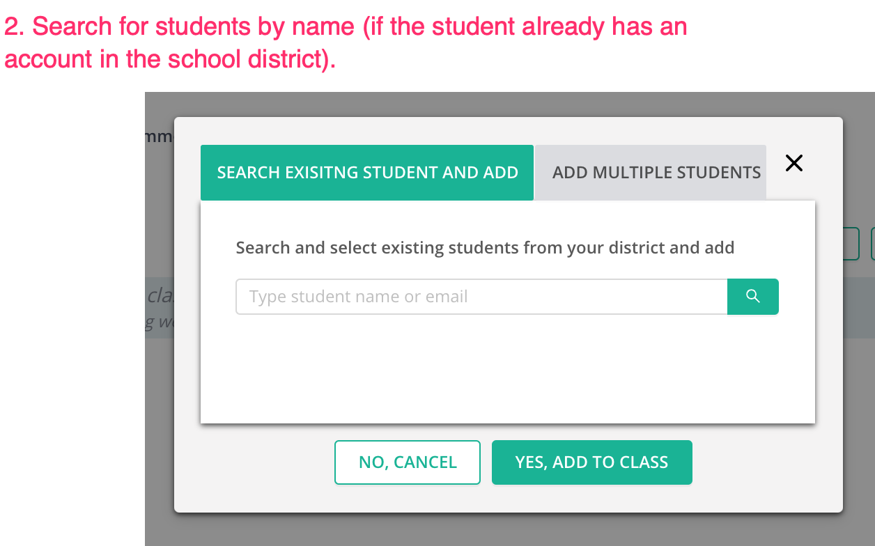Quick Start Create a Class and Add Students