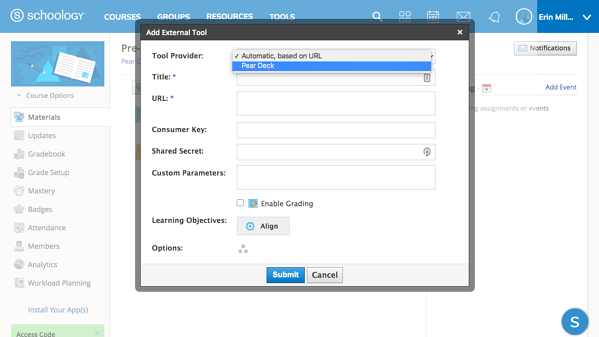 Schoology Integration for Teachers and Students