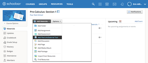 Schoology Integration for Teachers and Students