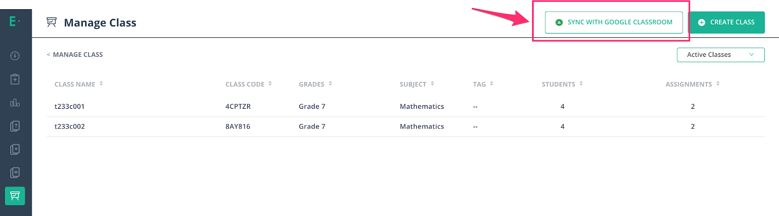 Quick Start Create a Class and Add Students
