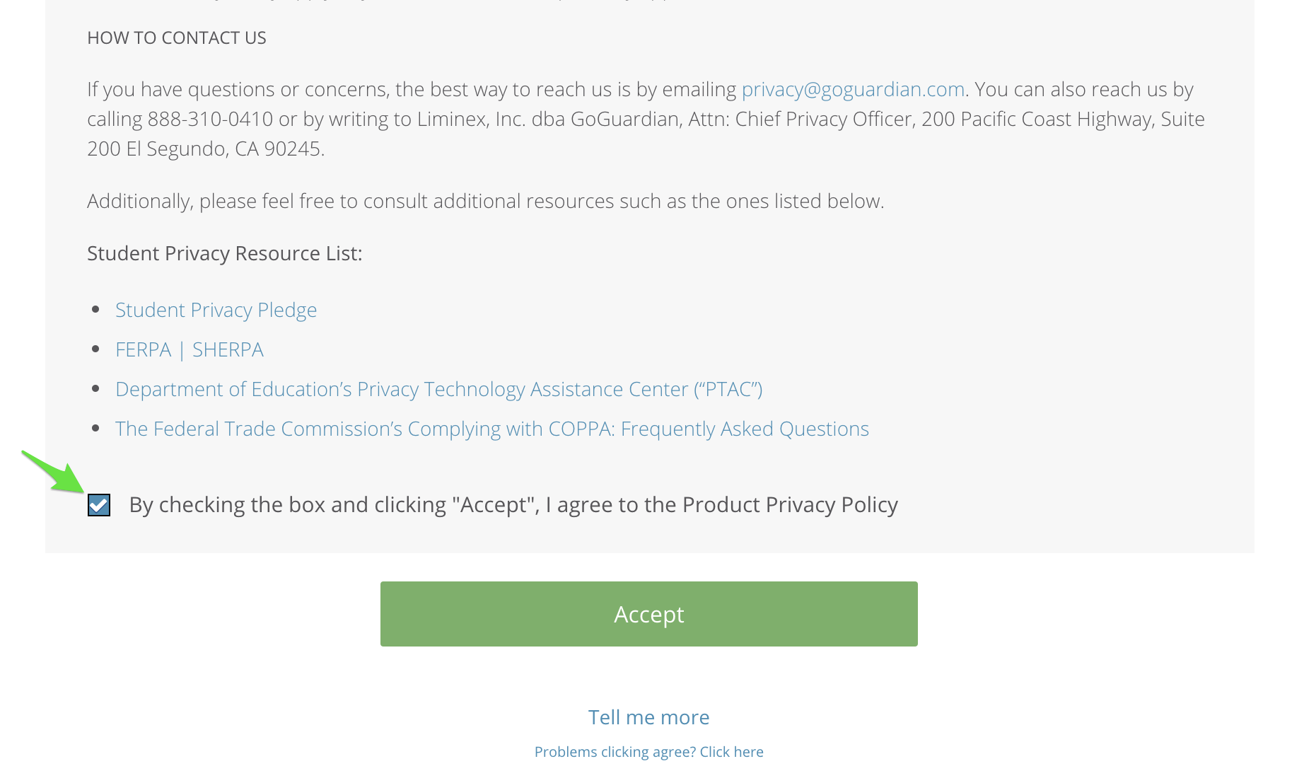 Accepting the GoGuardian Terms of Service (ToS)