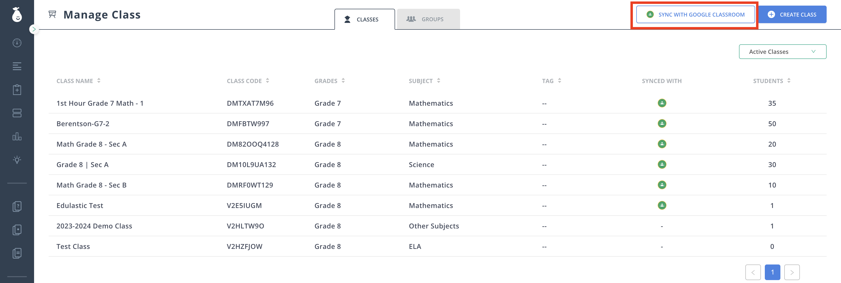Quick Start Create a Class and Add Students