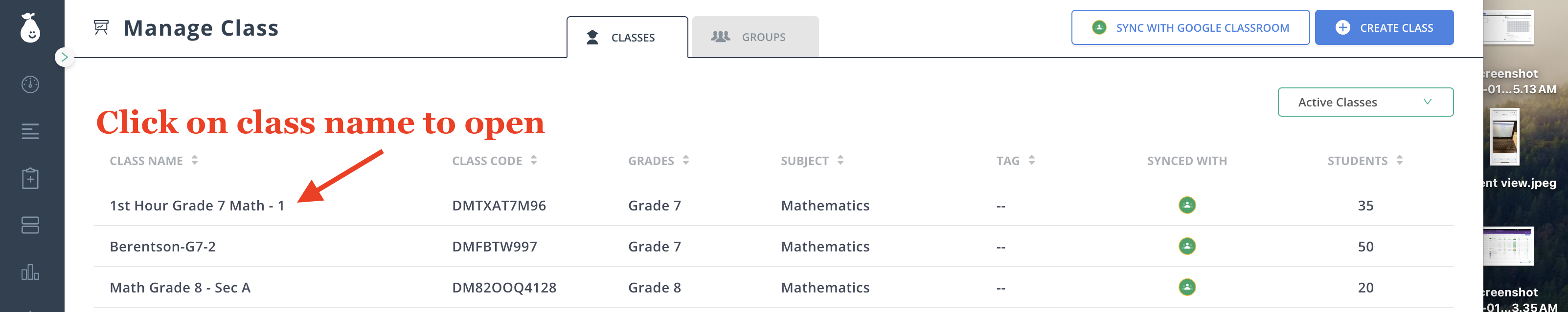 Quick Start Create a Class and Add Students