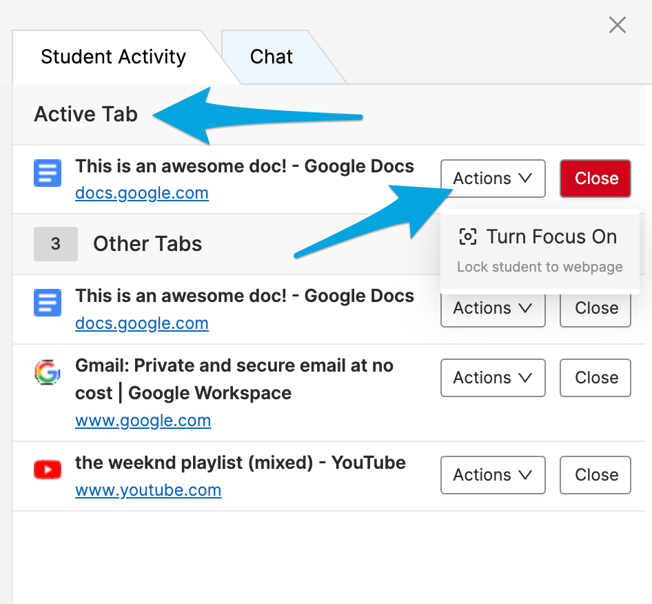 Focus and Reorder Tabs in GoGuardian Teacher