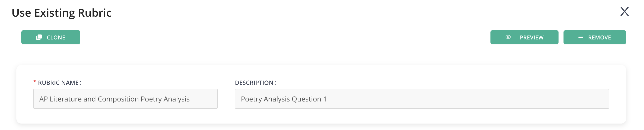 Modify Shared Rubric